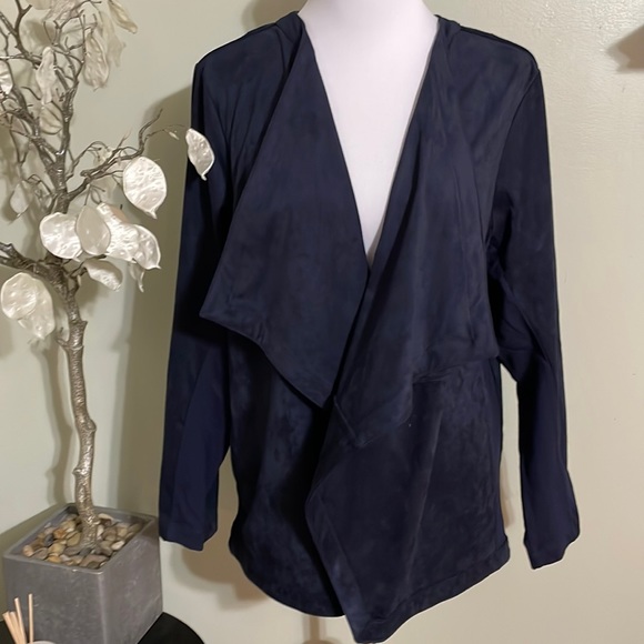 J. Jill | Jackets & Coats | Jjill Navy Waterfall Faux Suede Jacket ...